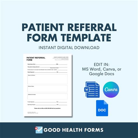 Patient Referral Form Template For Medical Or Health Care Office