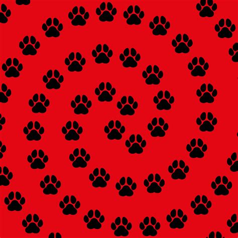 Circular Pattern Paws Rotated On Red Background 15389116 Vector Art At Vecteezy