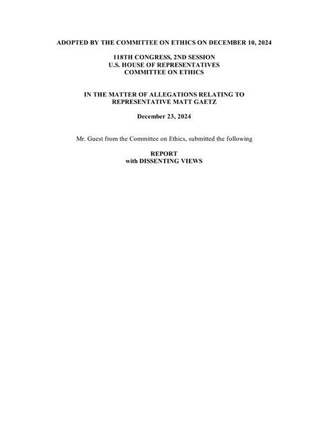 Read The Full Matt Gaetz Report From The House Ethics Committee The