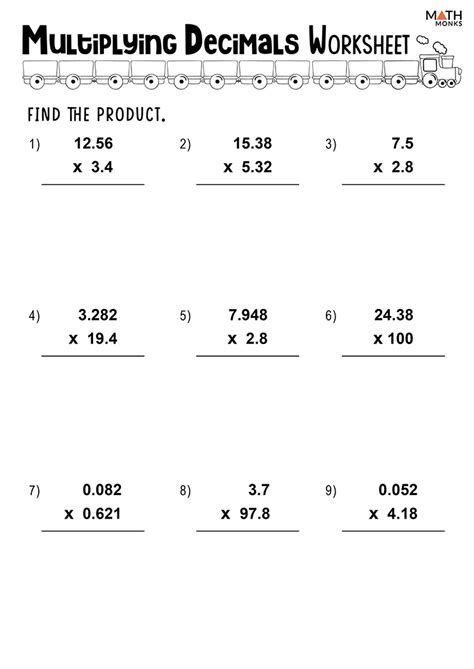 Worksheets Multiplying Decimals Multiplying Decimals Multiplication