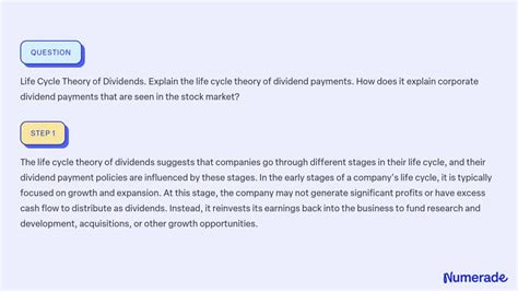 ⏩solvedlife Cycle Theory Of Dividends Explain The Life Cycle Numerade