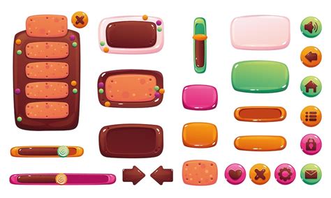 Premium Vector Candy Sweet Style Chocolate Cookie Menu Game Ui Button Interface Design Element