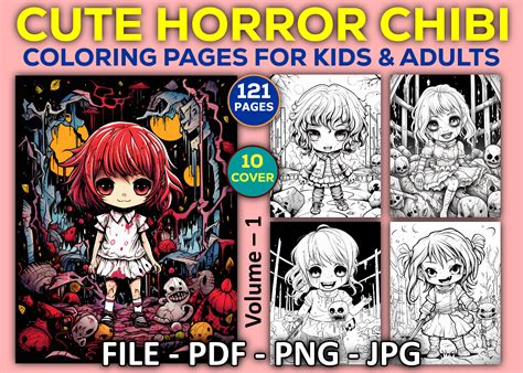 121 Cute Horror Chibi Coloring Pages Kdp Graphic By Sobuj Store