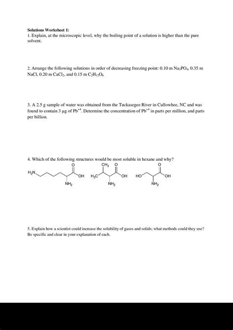 Chemistry Solutions Worksheet 1 Questions Edubirdie Worksheets Library