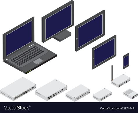 Isometric Of Network Devices Royalty Free Vector Image