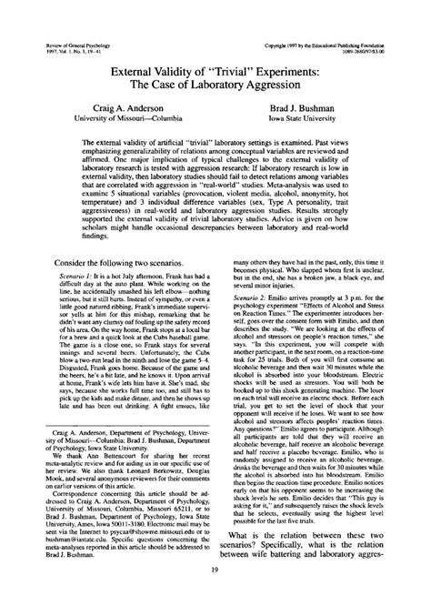 Pdf External Validity Of “trivial” Experiments The Case Of