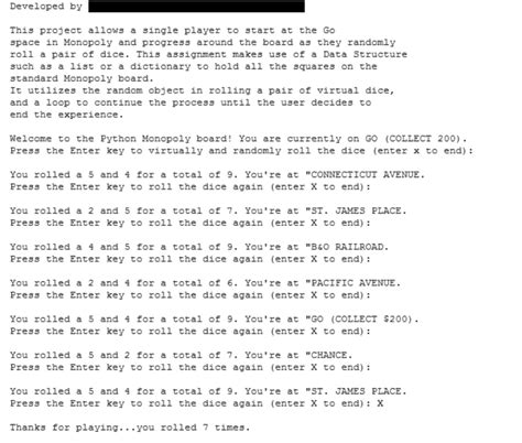 Solved Monopoly Rolls Python SUBJECT The Purpose Of This Chegg