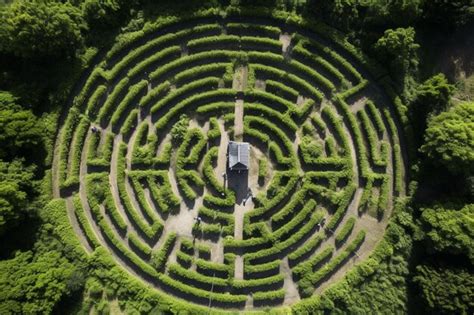 premium ai image arafed view of a circular maze in a park with trees