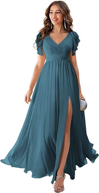 Gorgeous Plus Size Chiffon Long Bridesmaid Dress In Peacock Blue Artofit