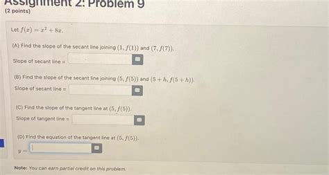 Solved Let F X X2 8x A Find The Slope Of The Secant Line