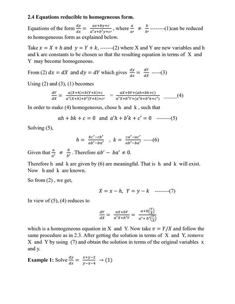 Solution Equations Reducible To Homogeneous Form Studypool