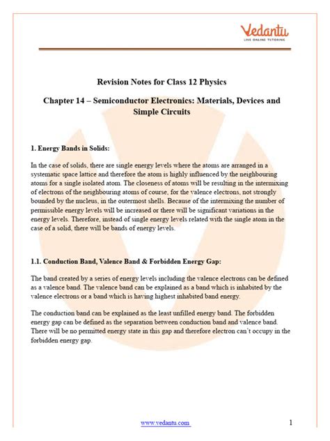 Class 12 Physics Semiconductor Notes Pdf Semiconductors P N Junction