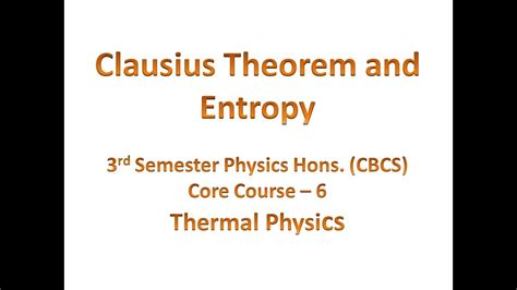 Clausius Theorem And Entropy Youtube