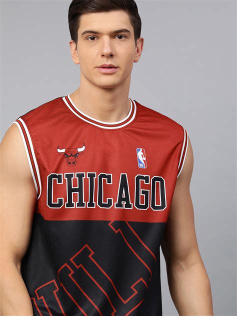 Buy Nba Men Black And Red Chicago Bulls Print Game Jersey Tshirts For
