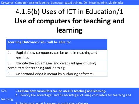 ppt 4 1 6 b uses of ict in education 1 use of computers for teaching