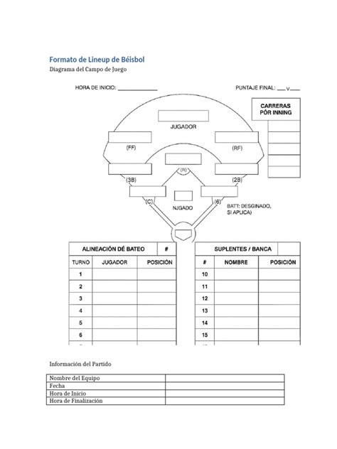 Formato Lineup Beisbol Con Grafico Pdf