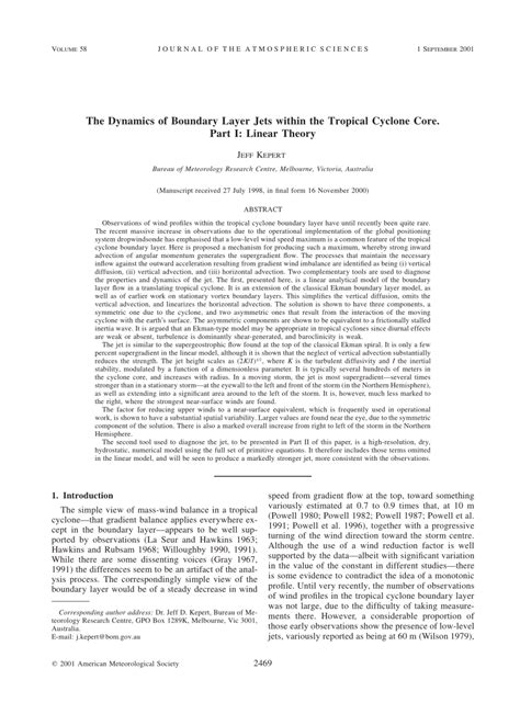 Pdf The Dynamics Of Boundary Layer Jets Within The Tropical Cyclone