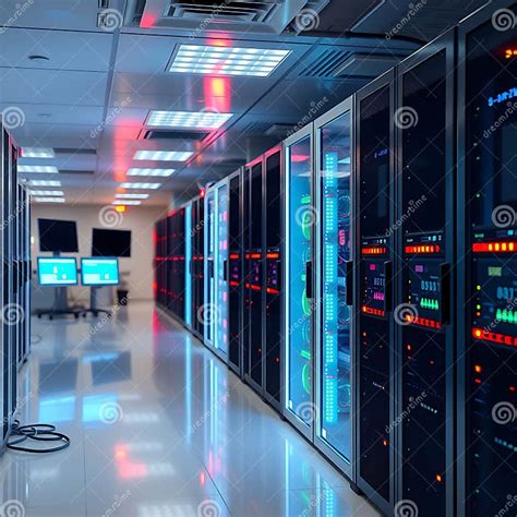 a hospital it server room with rows of servers monitors and blinking