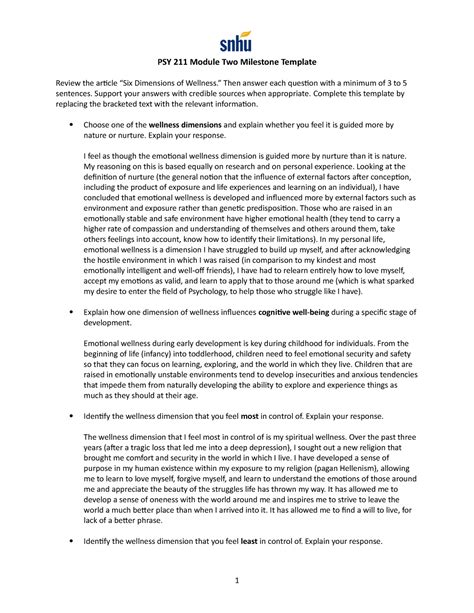 Psy 211 Module Two Milestone Template Complete Psy 211 Module Two Milestone Template Review