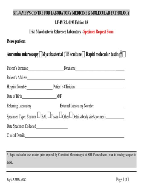 Fillable Online Imrl Specimen Request Form Fax Email Print Pdffiller