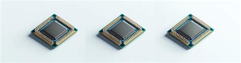 Three Cpu Microprocessors With Distinct Designs And Color Schemes Set Of Three Microprocessors