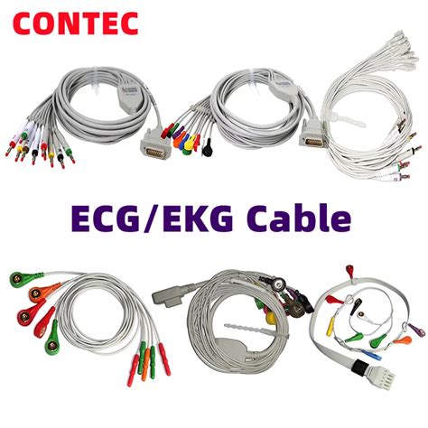 New Contec Ekg Cable 3 12 10 Leads Button Banana Ecg Cable For Ecg 90a 100gpng