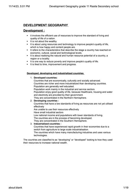 Solution Development Geography Grade 11 Rasila Secondary School
