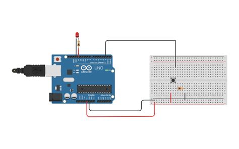 circuit design 2 blink led using push button tinkercad