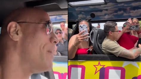 The Rock Tour Bus Surprise Dwayne Johnson Surprises Fans On Hollywood