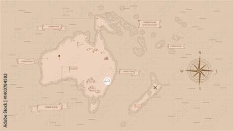 Vintage Map Of Australia An Intricate Illustration Of Australia Featuring Stylized Text Labels