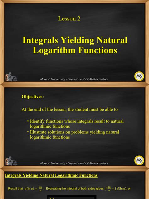 Lesson 2 Integrals Yielding Logarithmic Function Pdf