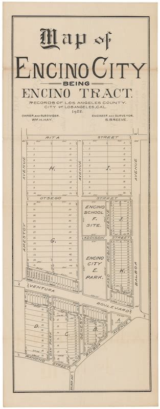 Map Of Encino City Being Encino Tract Neatline