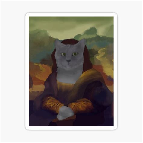 Cat Mona Lisa Sticker By Chowy Redbubble