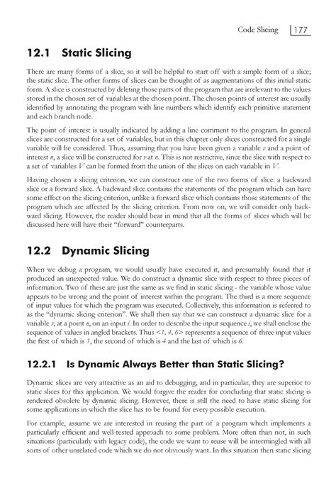 Zlib Na Code Slicing 177 12 Static Slicing There Are Many Forms Of A Slice So It Will Be