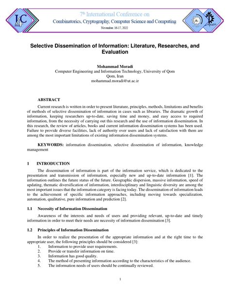 Pdf Selective Dissemination Of Information Literature Researches