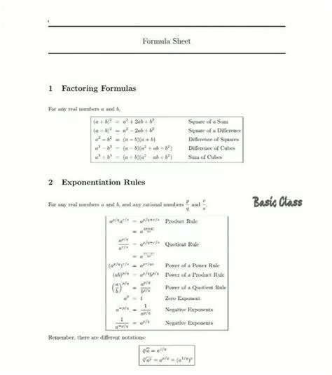 Factorisation And Polynomials Formulas Maths Formulas By Basic Class
