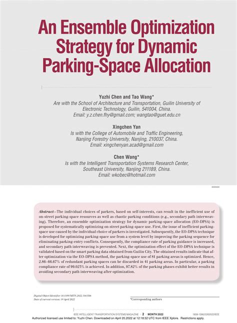 pdf an ensemble optimization strategy for dynamic parking space