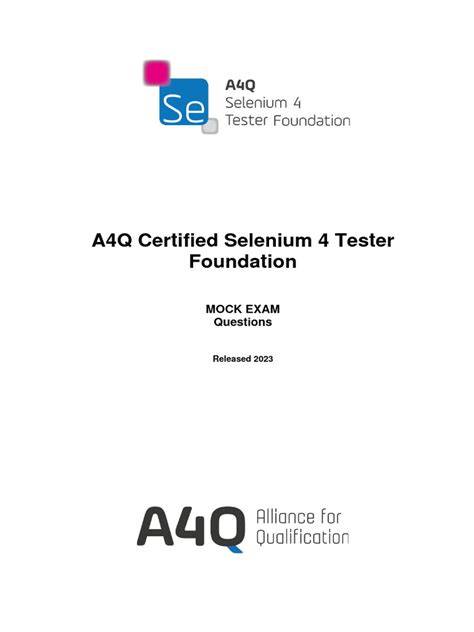 A4q Certified Selenium 4 Tester Foundation Mock Exam Questions Final Pdf Selenium