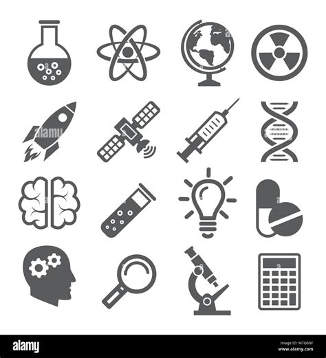 Science Icons On White Stock Vector Image And Art Alamy