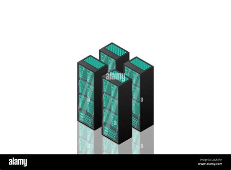 Mainframe Powered Server High Technology Concept Data Center Cloud Data Storage Isometric