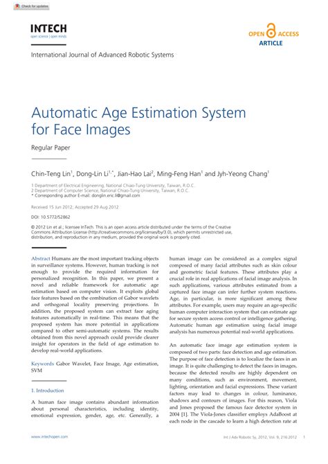 PDF Automatic Age Estimation System For Face Images
