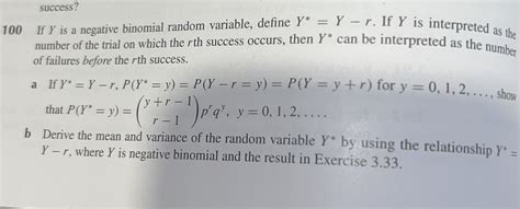 Solved 00 If Y Is A Negative Binomial Random Variable