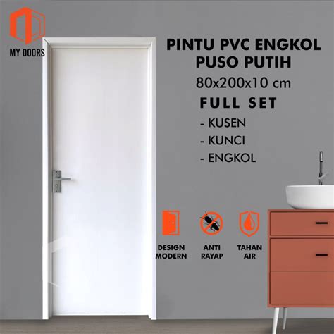 Jual Pintu Kamar Mandi Tidur Pvc Bahan Tebal X Polos Glosy Putih Dan Coklat Dengan