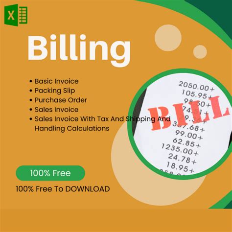 100 Editable Billing Excel Template Ready To Use