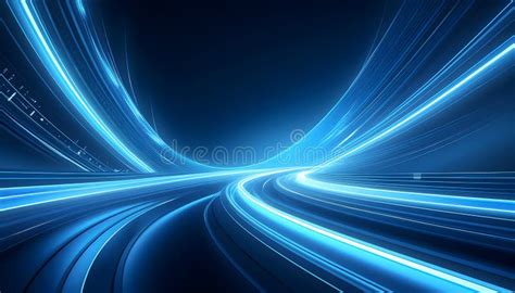 Bright Blue Light Trails Curve Dynamically Against A Dark Background