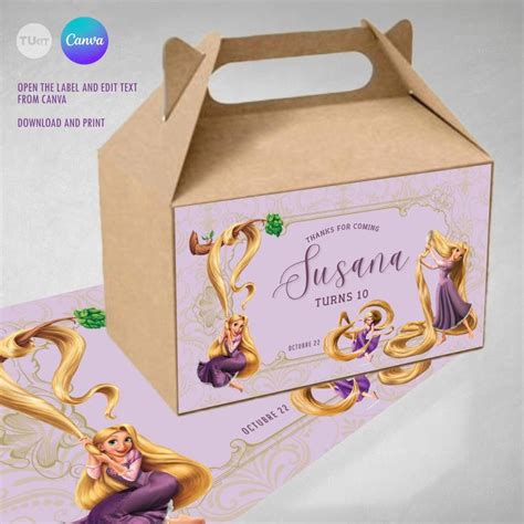 Printable Princess Label Rapunzel Label Printable Princess Label Rapunzel Favor Box Princess
