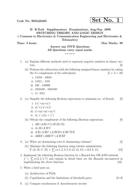 r05220403 switching theory and logic design pdf logic gate