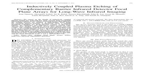 inductively coupled plasma etching of complementary barrier infrared