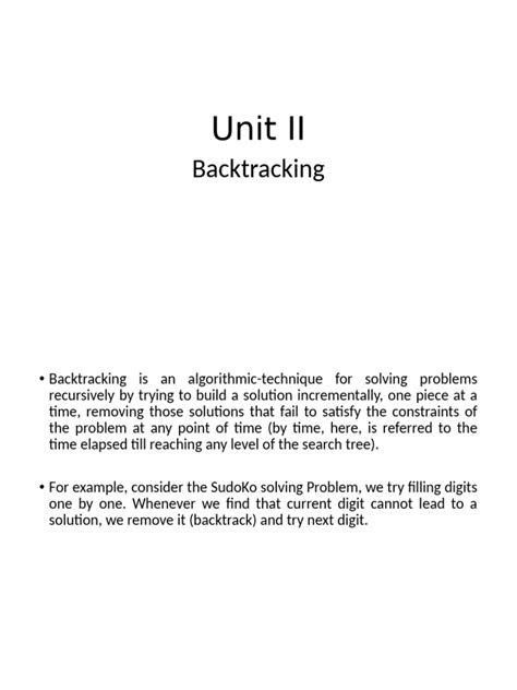 Unit 2 Backtracking Pdf