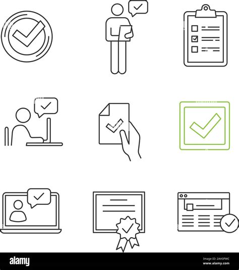 Approve Linear Icons Set Check Mark Manager Checklist Approved Chat